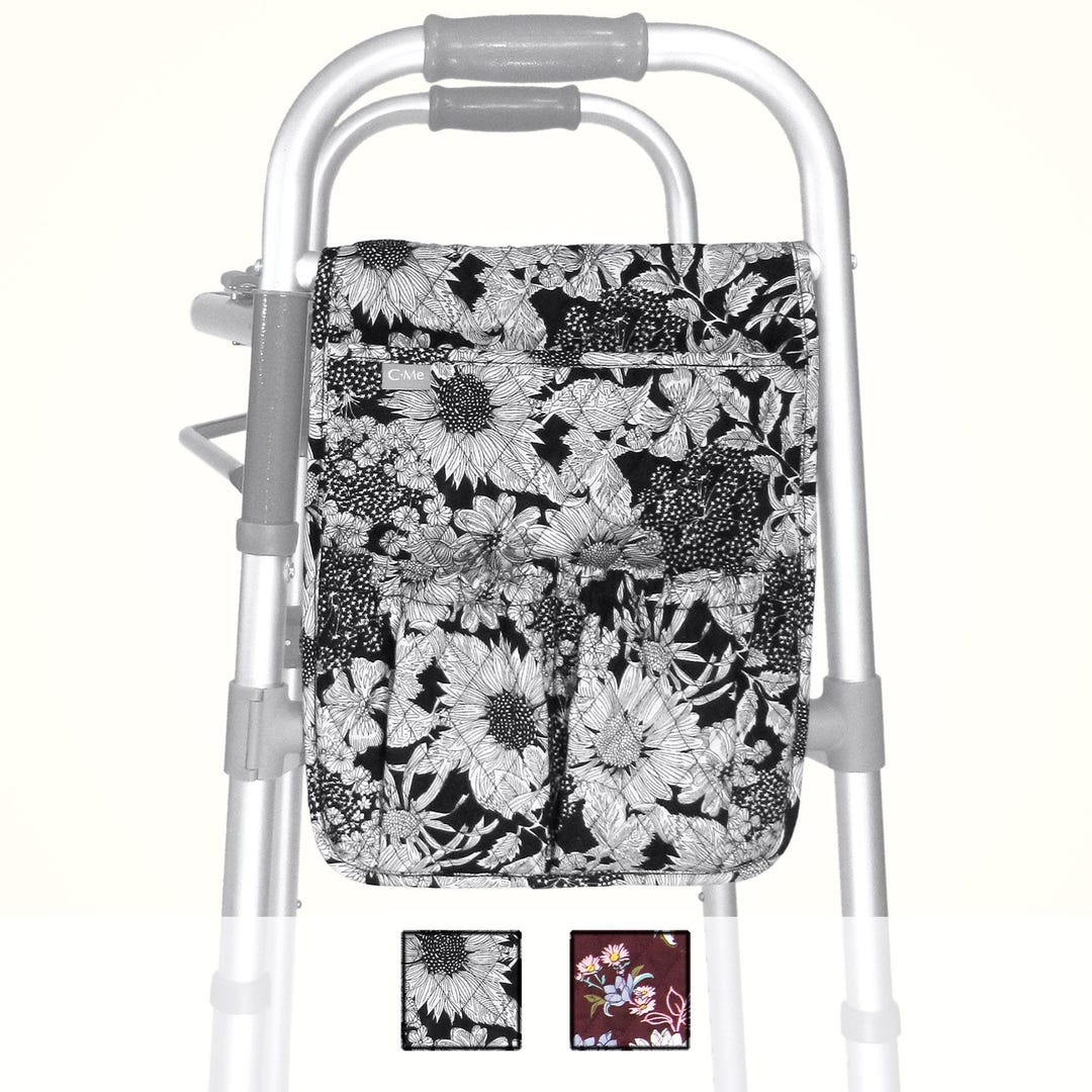 Personalized Floral Quilt Caddy for Walker, Wheelchair, Rollator, Power ...