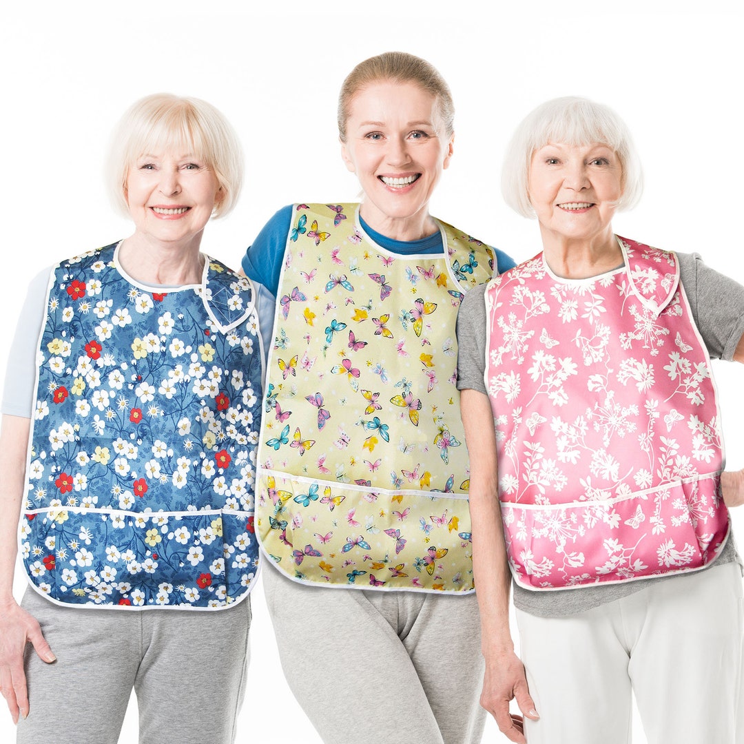 Adult Bib With Crumb Catcher, 4 Sizes, Lightweight, Water Resistant - Etsy