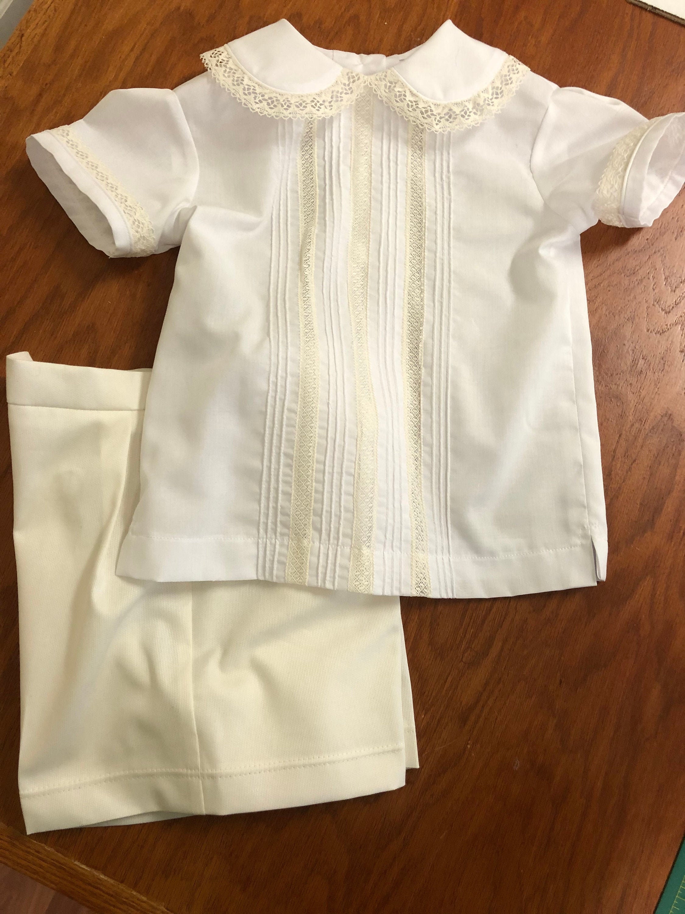 The Anthony Lace and Pintuck Top With Pull on Shorts - Etsy