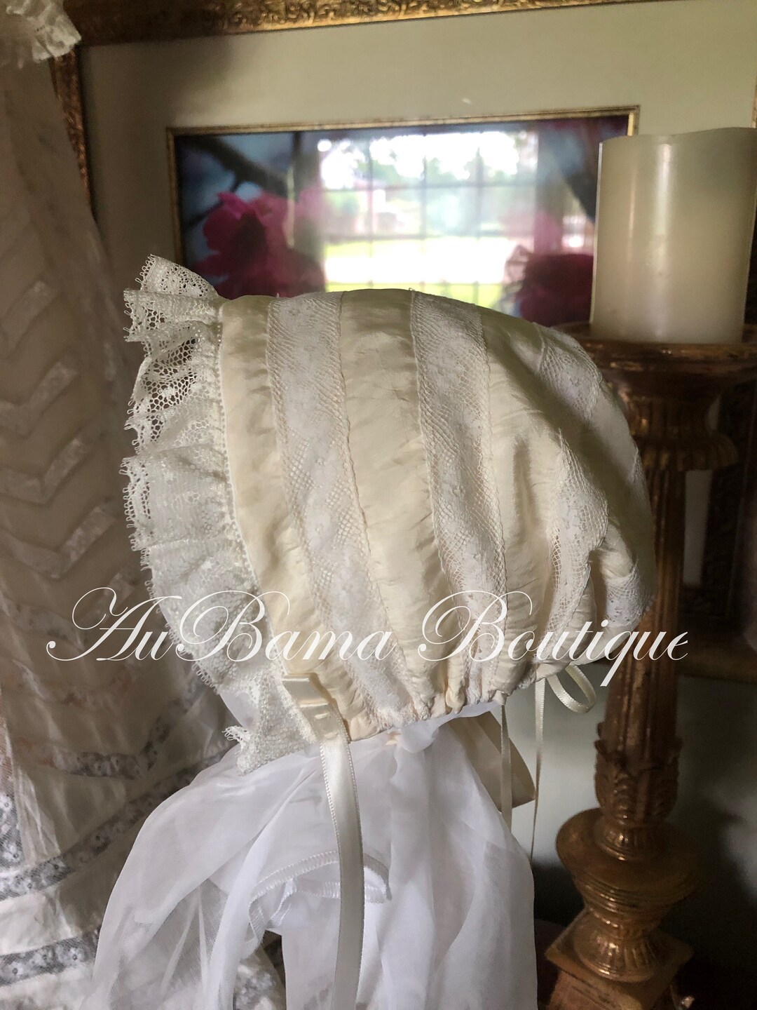 Ribbon and Lace Bonnet - Etsy