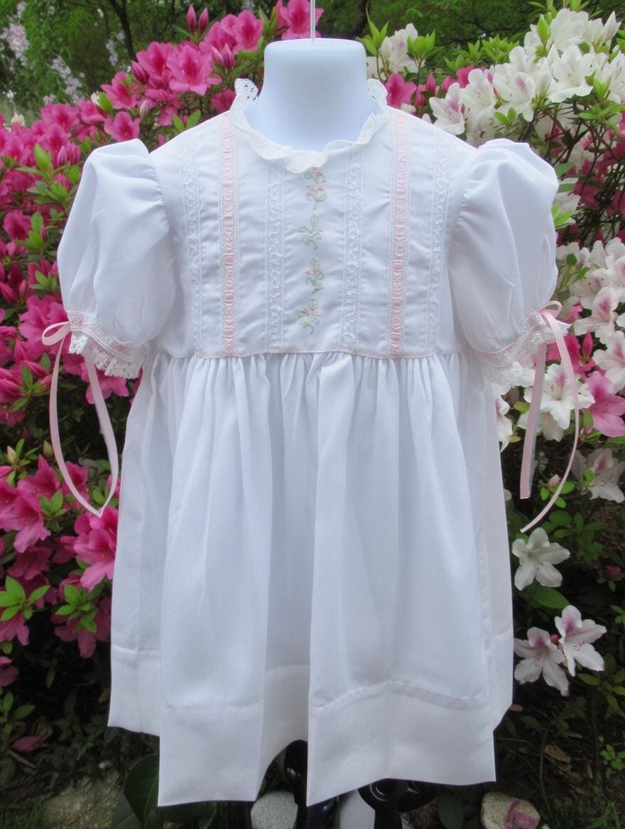 Square Yoke Heirloom Dress With Hand Embroidery, French Val Lace and ...