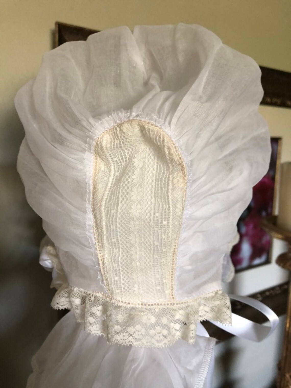 Organdy and Lace French Bonnet | Etsy