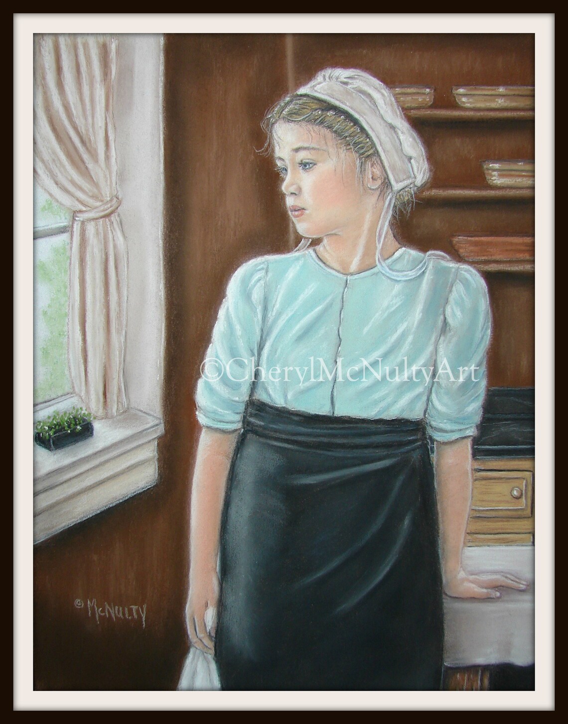 Amish Print of Pastel Painting contemplation Amish - Etsy