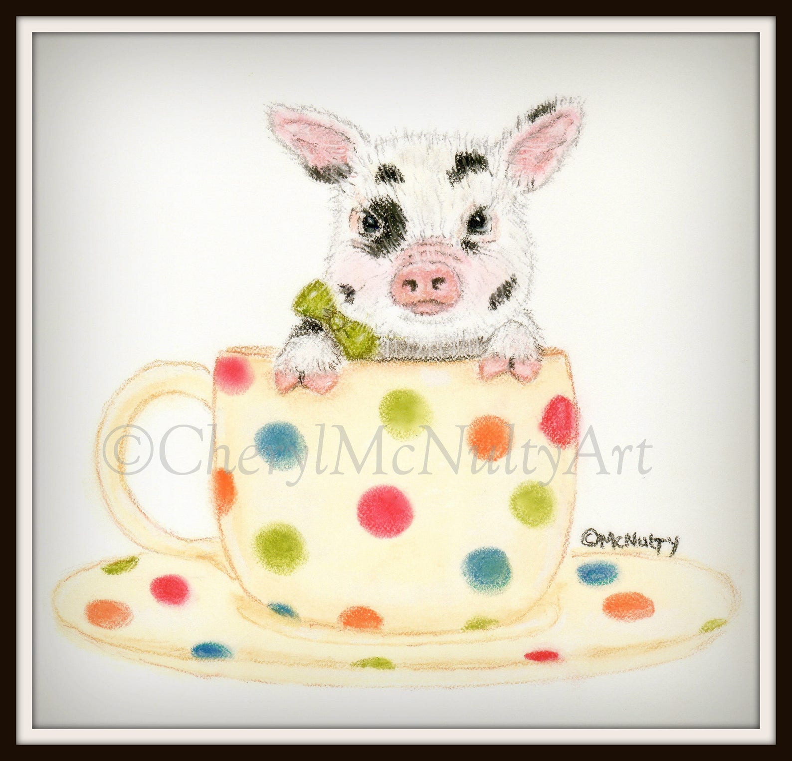 Tiny, the Teacup Pig 8 X 8 Miniature Pig Tea Time Whimsical Cute Pets ...