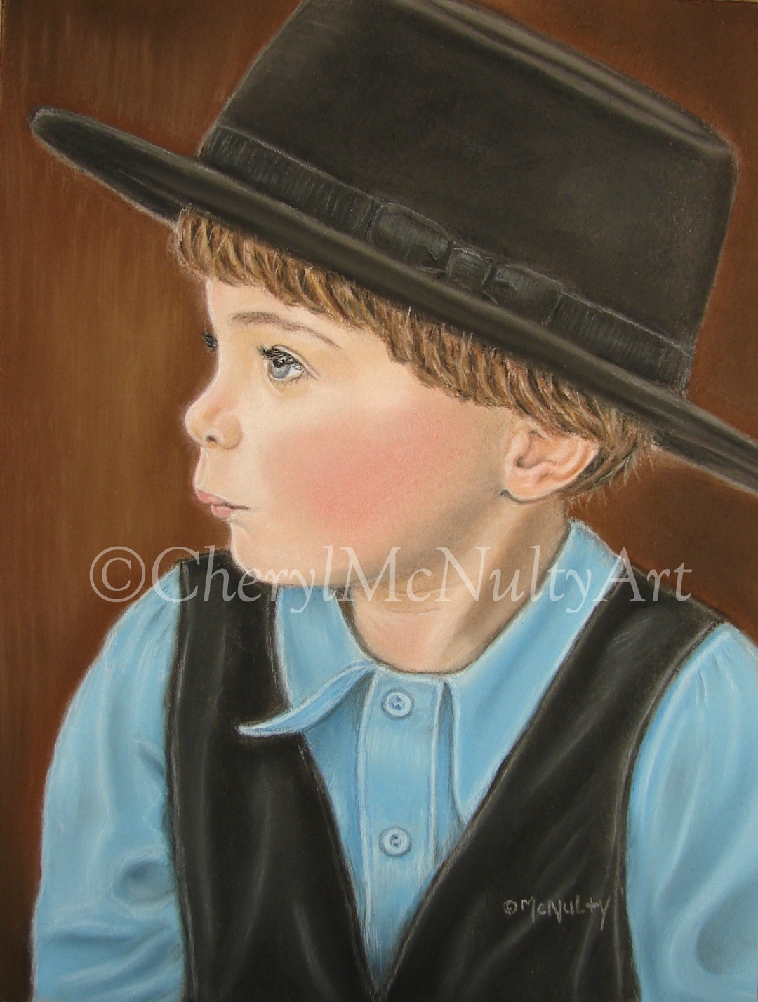 Amish Print of Pastel Painting "james, Amish Innocence" Amish Boy ...