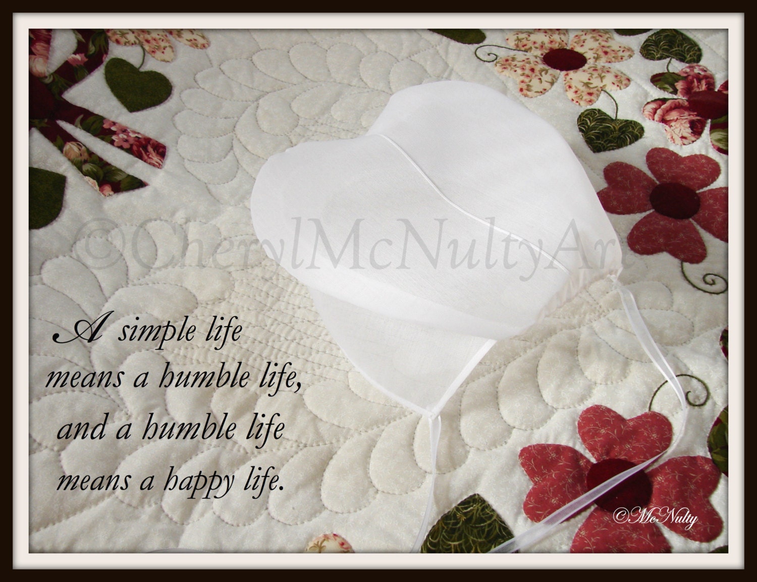 Amish Prayer Cap on Heart Quilt Photographic Print Amish Country ...
