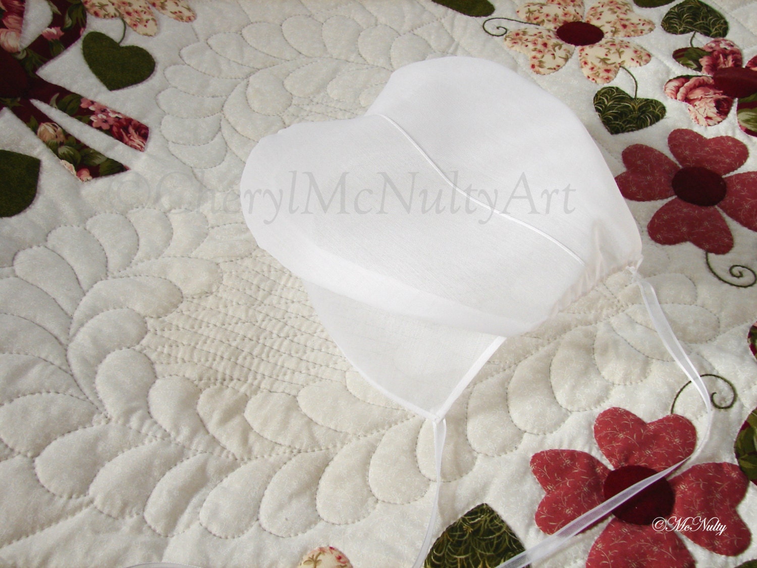 Amish Prayer Cap on Heart Quilt Photographic Print Amish Country ...