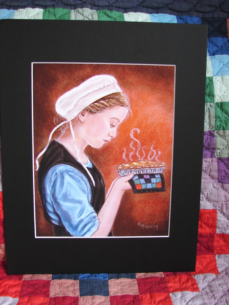 Amish Woman With A Pie Print of Pastel Portrait Painting - Etsy