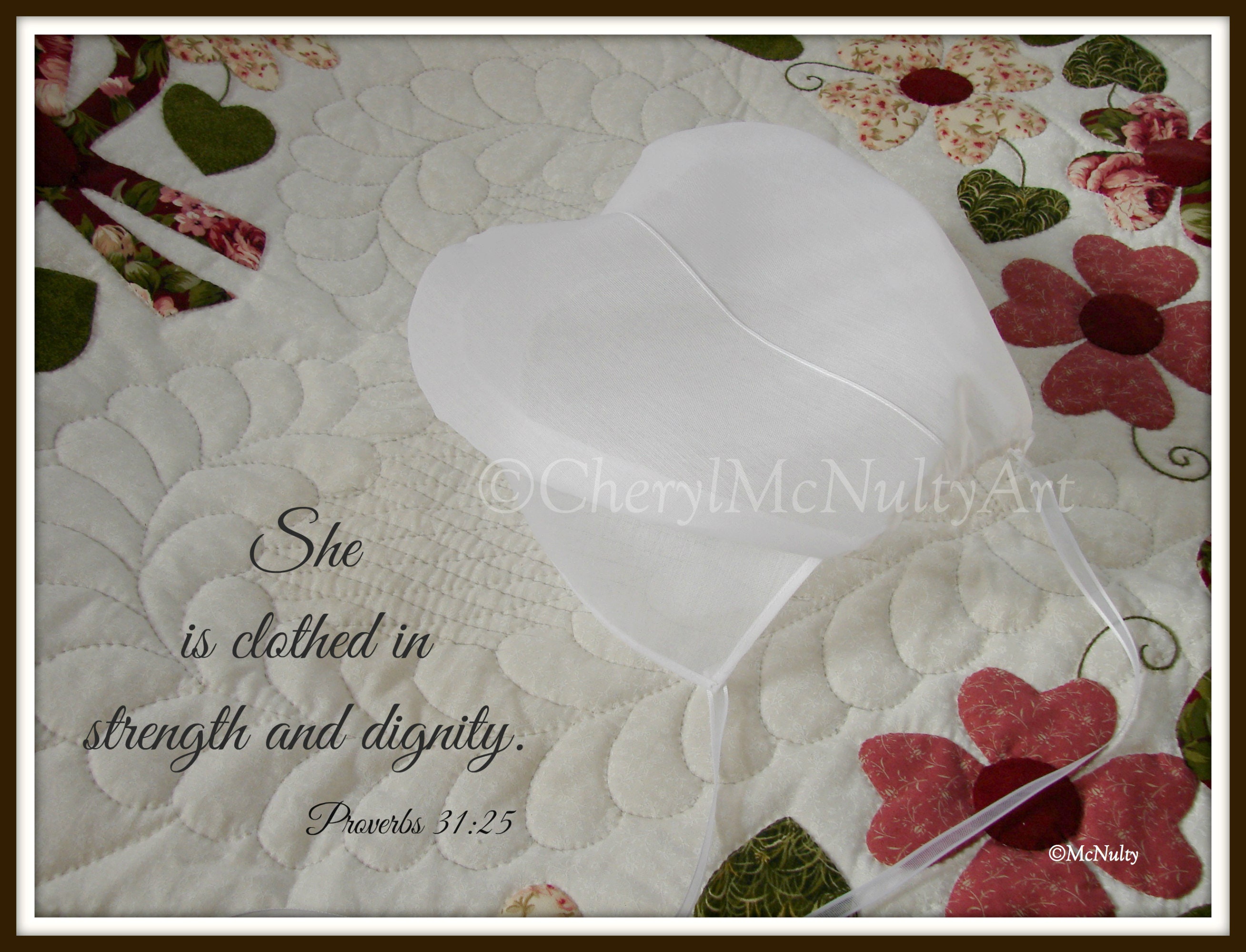 Amish Prayer Cap on Heart Quilt Photographic Print Amish Country ...