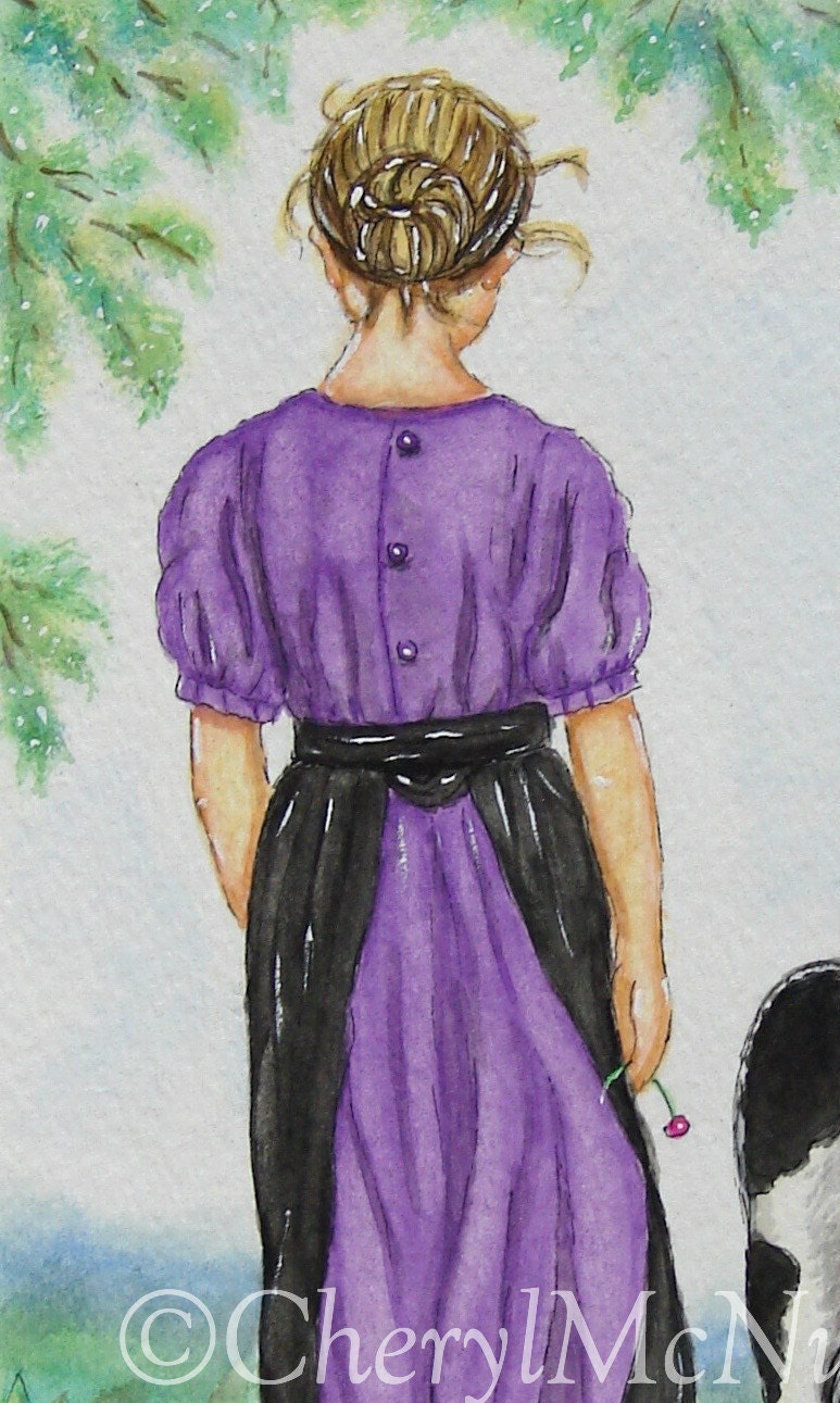 Amish Print of Watercolor Painting Walking The | Etsy
