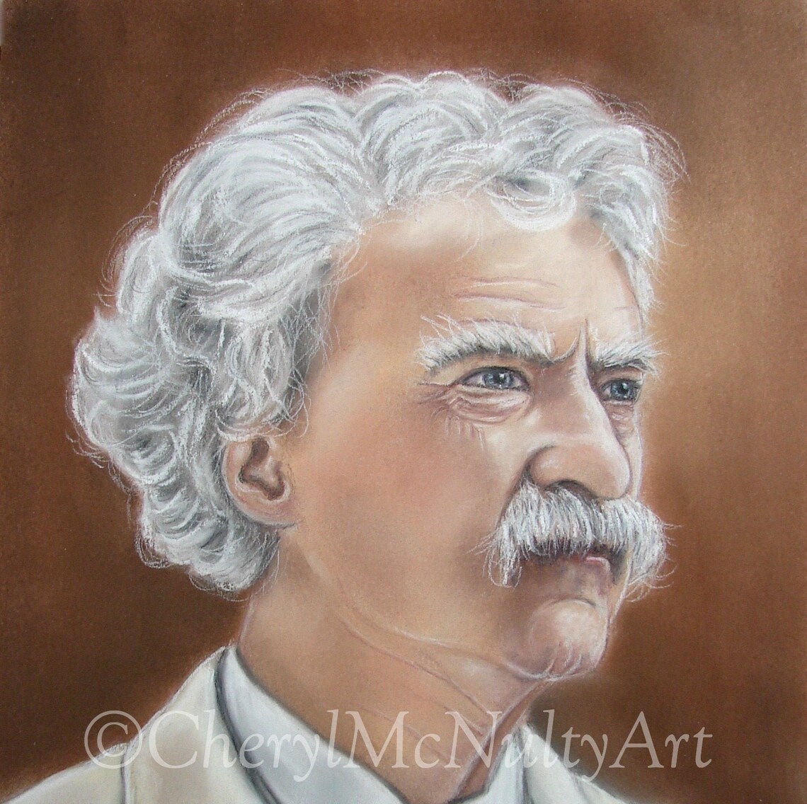 Mark Twain Portrait Print of Pastel Painting From a Vintage - Etsy