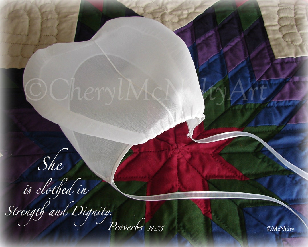 Amish Prayer Cap on Quilt Photographic Print Amish Living Clothing ...