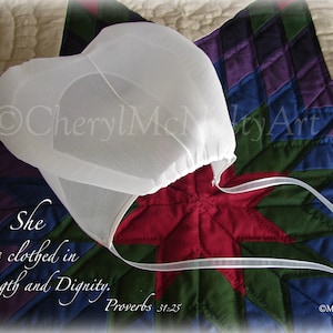 Amish Prayer Cap on Quilt Photographic Print Amish Living Clothing ...