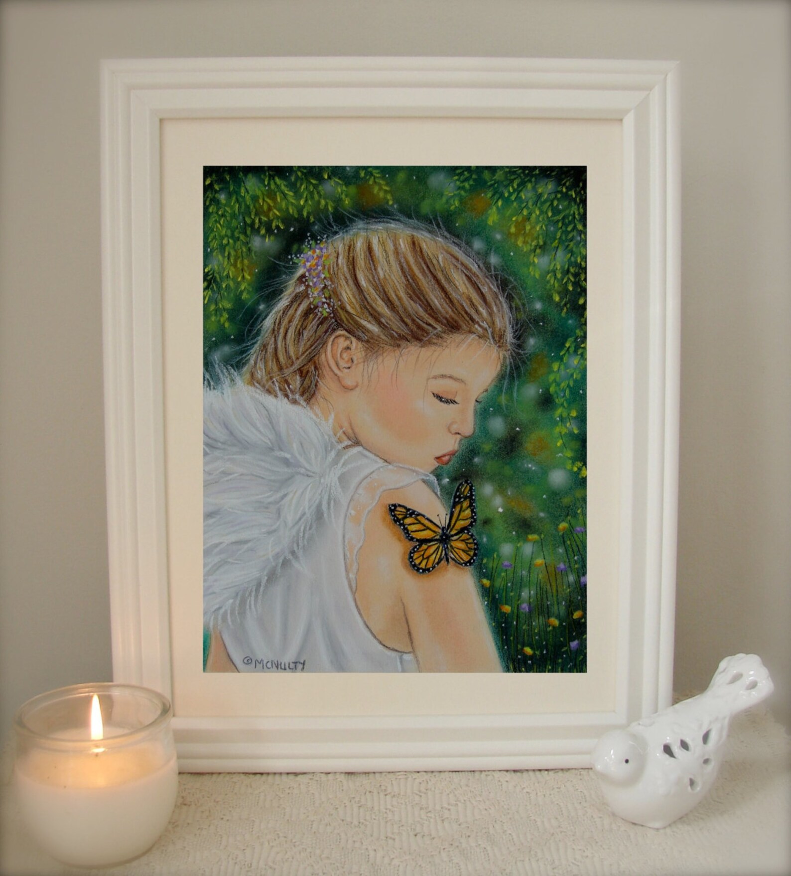 Angel With Butterfly Print of Pastel Portrait Painting | Etsy