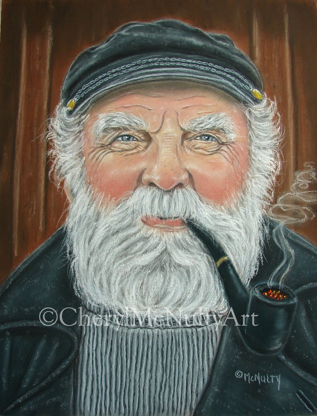 Sea Captain No. 2 Sailor Portrait Print of Pastel Painting From a ...