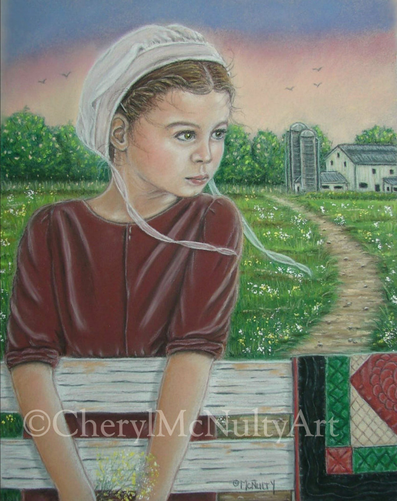 Amish Print of Pastel Painting at Day's End - Etsy