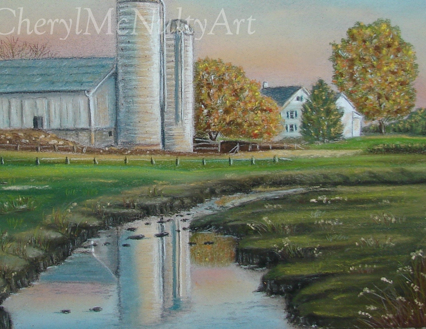 Amish Print of Pastel Painting amish Barn at - Etsy