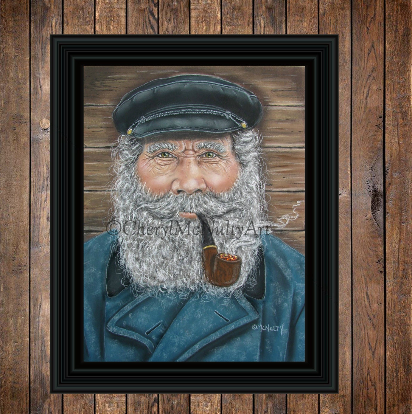 Salty Sea Captain Portrait Print of Pastel Painting From - Etsy