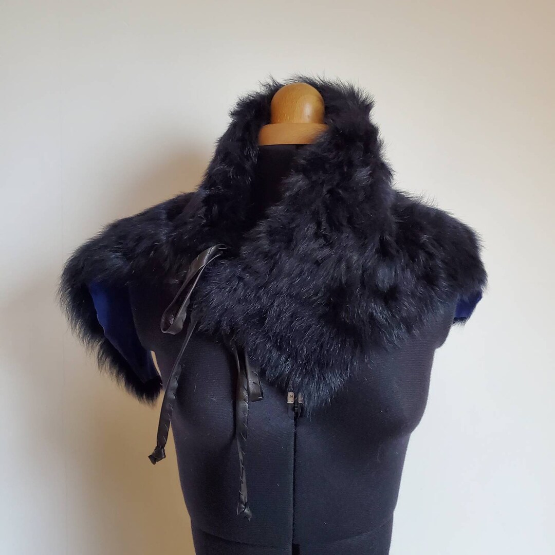 Toscana Fur Shrug Scarf Tippet Lambskin Shearling Midnight Blue Black ...
