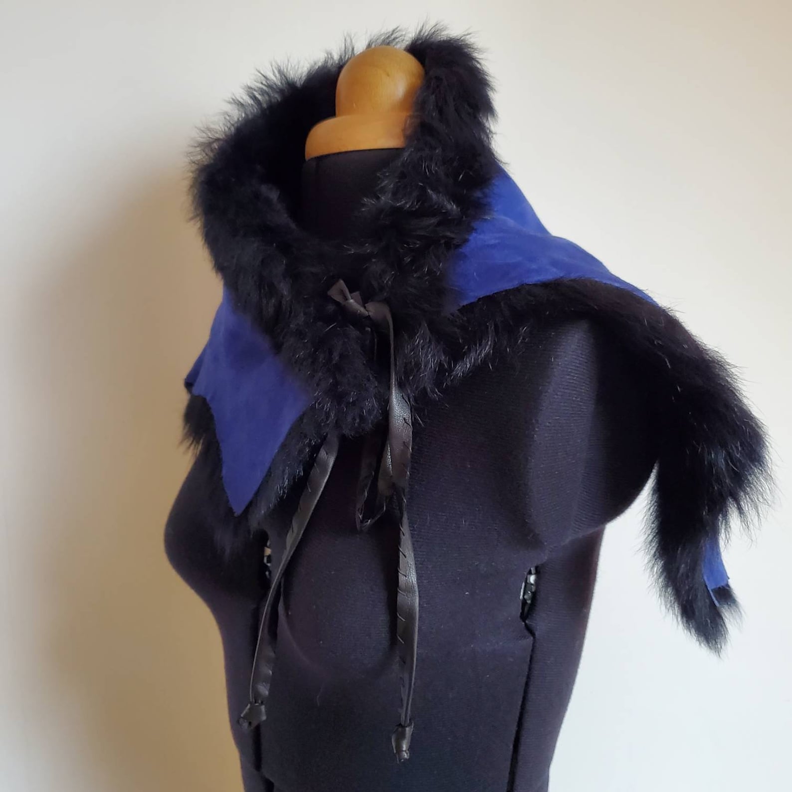 Toscana Fur Shrug Scarf Tippet Lambskin Shearling Midnight Blue Black ...
