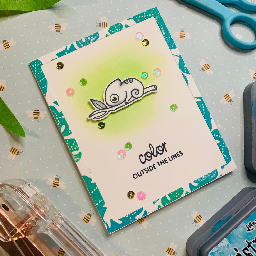 Reverse Color Chameleon Themed Card - Etsy