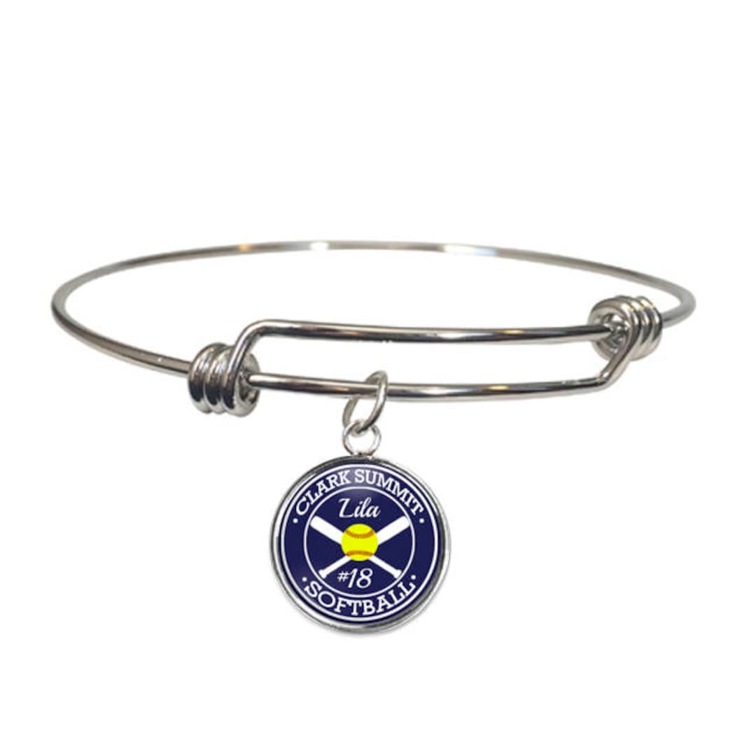 Custom Softball Team Bracelet, Personalized, Adjustable Bangle ...