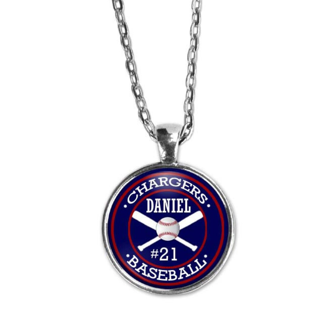 Custom Baseball Necklace, Personalized, Baseball Mom, Team Colors ...