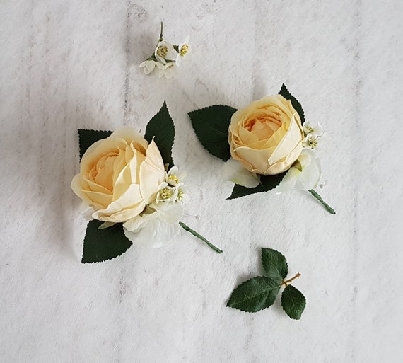Yellow Rose Buttonholes Lemon Rose Boutonniere Wedding | Etsy UK