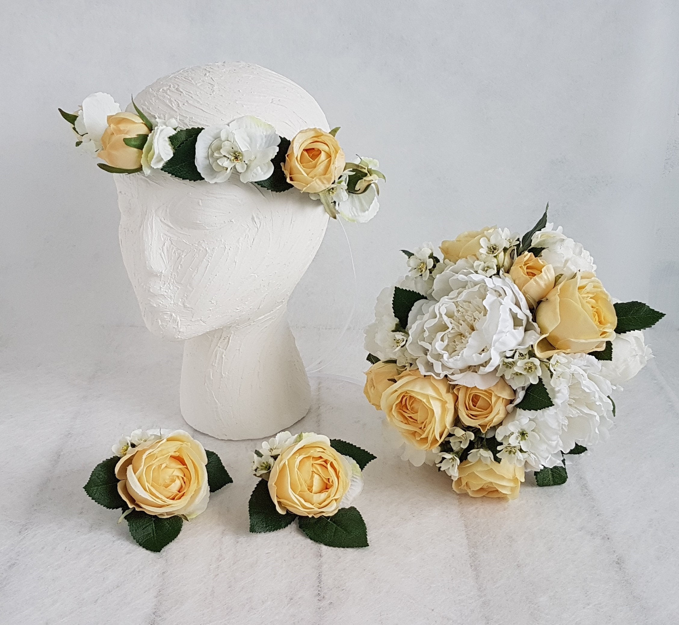 Yellow Rose Buttonholes Lemon Rose Boutonniere Wedding | Etsy UK