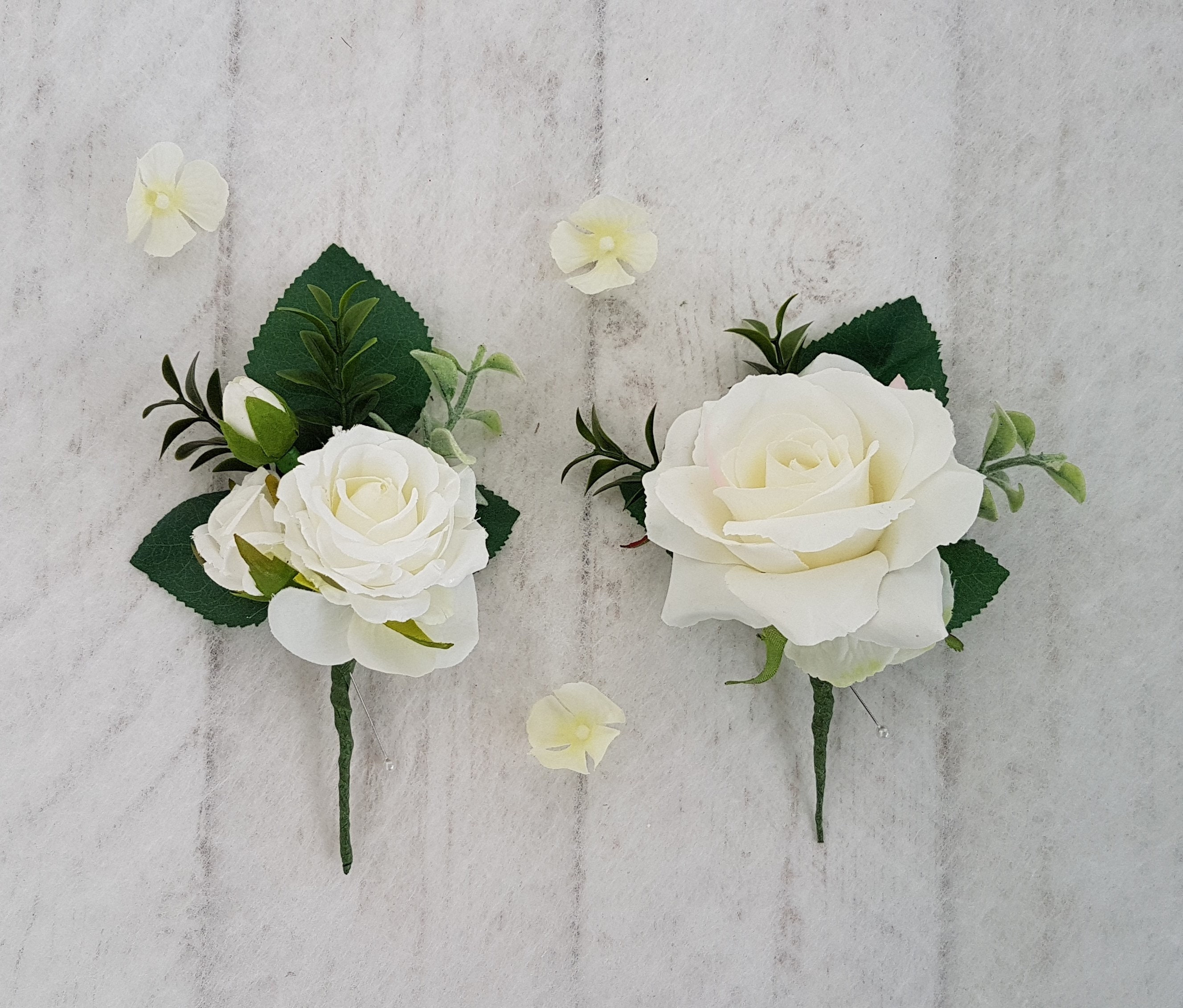 White Rose Buttonholes Boutonniere Classic Groom Lapel Pin Best Man ...