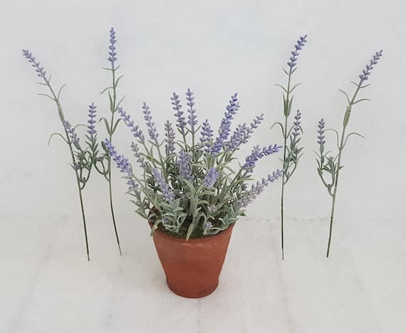 Lavender plants in galvanised pots Artificial plant Purple plant in pot Realistic faux lavender Indoor planter Gifts for her Etsy Polska