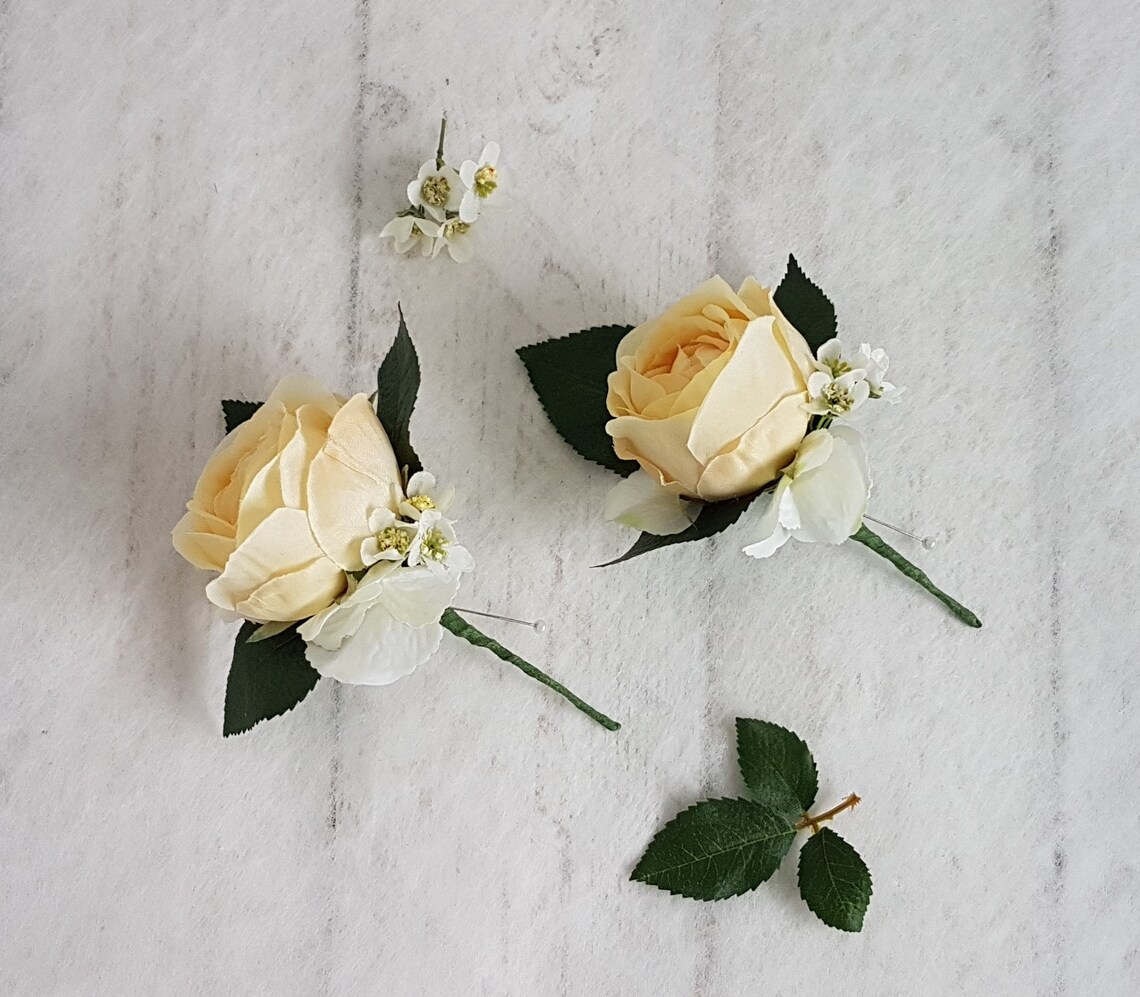 Yellow Rose Buttonholes Lemon Rose Buttonhole Best Man Flowers Groom ...