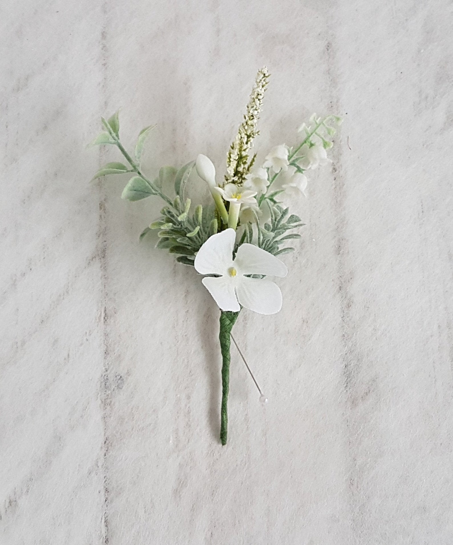 Lily of the Valley Buttonhole White Woodland Silk Flower Corsage ...