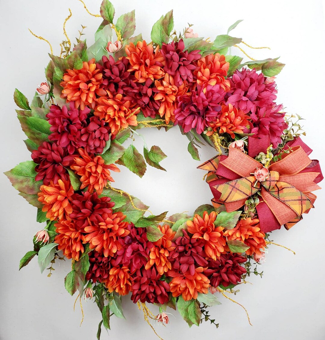 Fall Mum Wreath: Grapevine Twig, Farmhouse Door Decor - Etsy