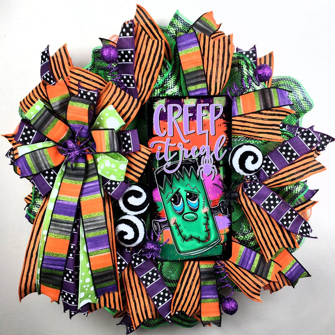 Frankenstein Creep It Real Front Door or Home Wreath, Frankenstein ...