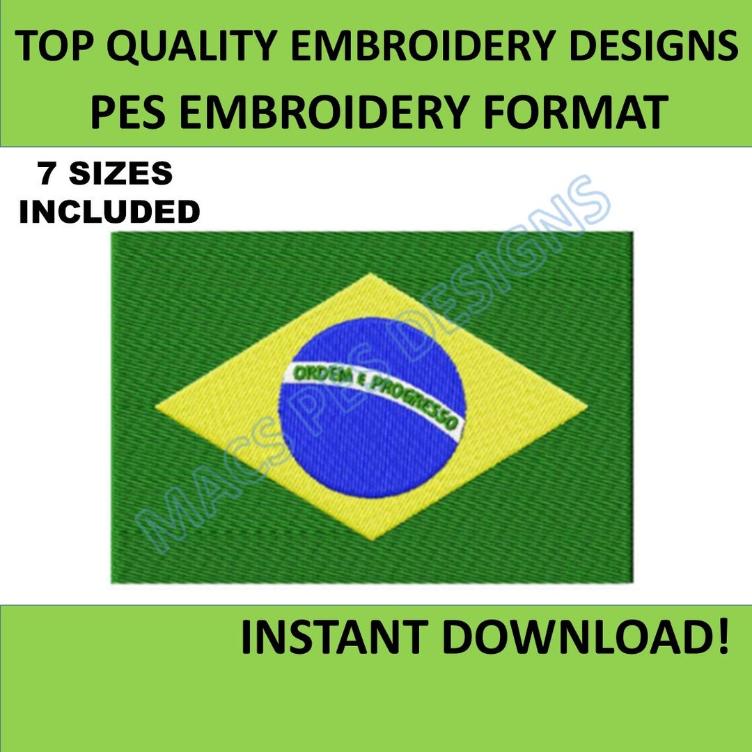 World Flag Brazil Brazilian PES Design Embroidery Files - Etsy
