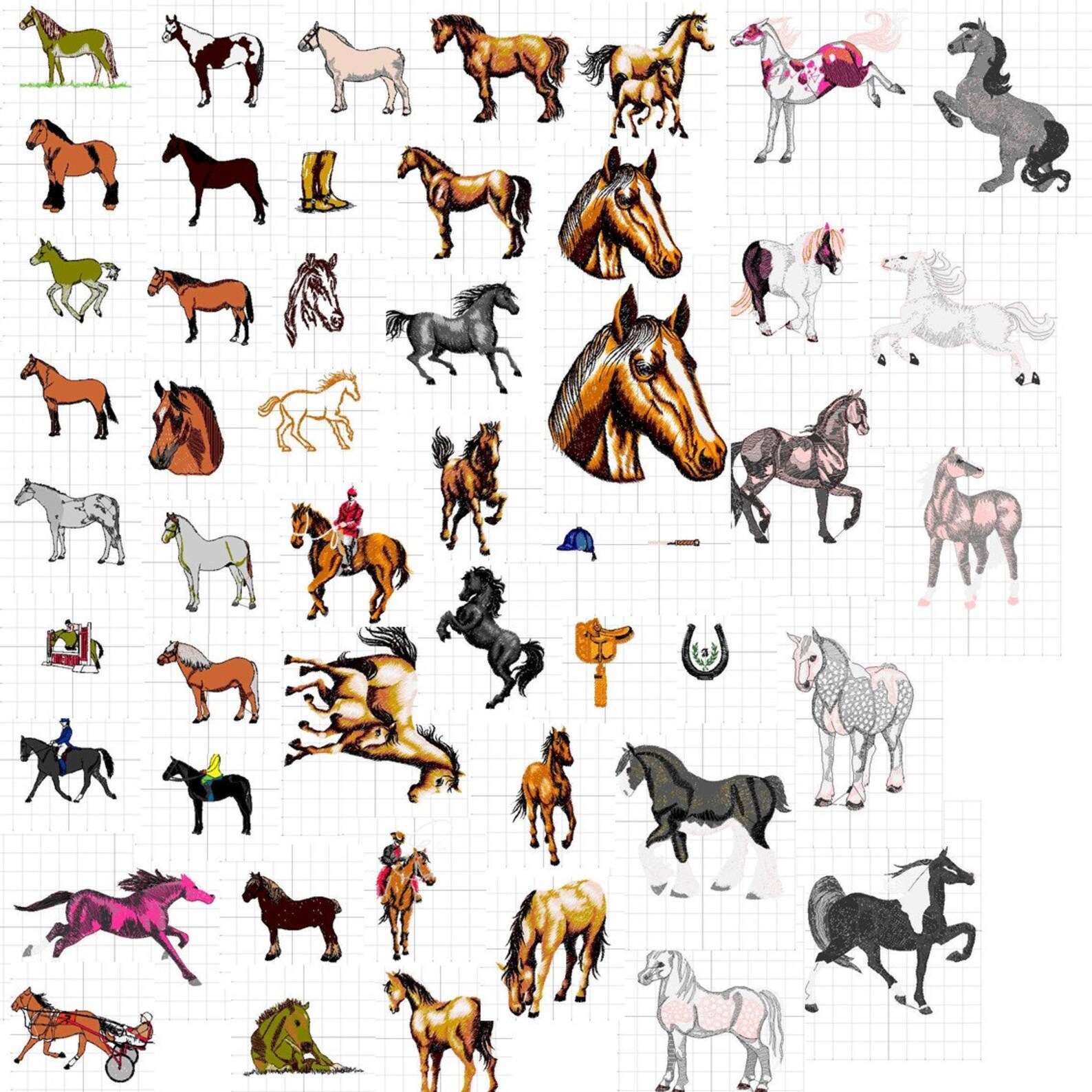 Horses over 350 PES designs Machine Embroidery files instant | Etsy