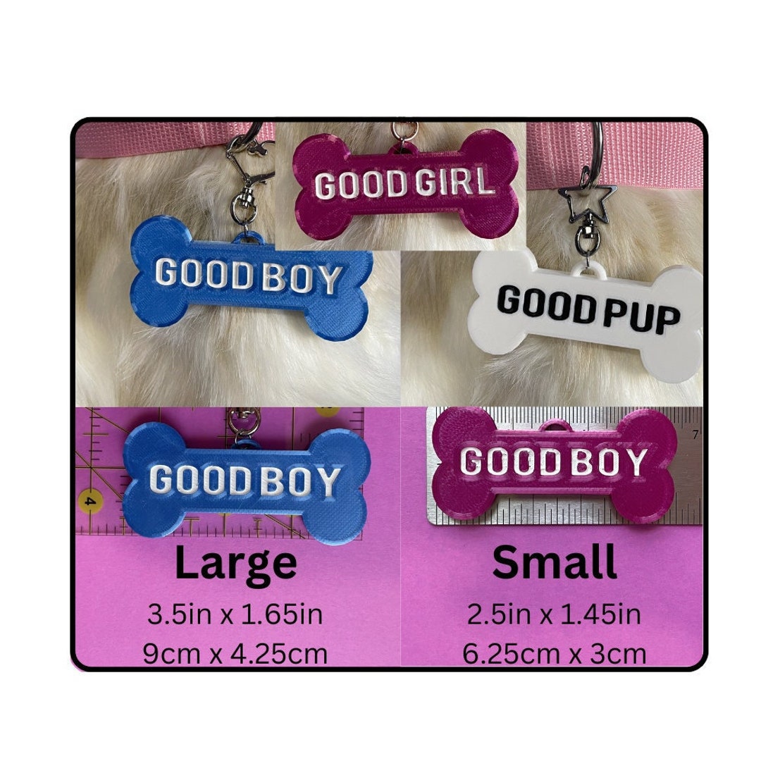 Furry Collar Tag Good Boy Girl Pup 2 Sizes With Clip - Etsy