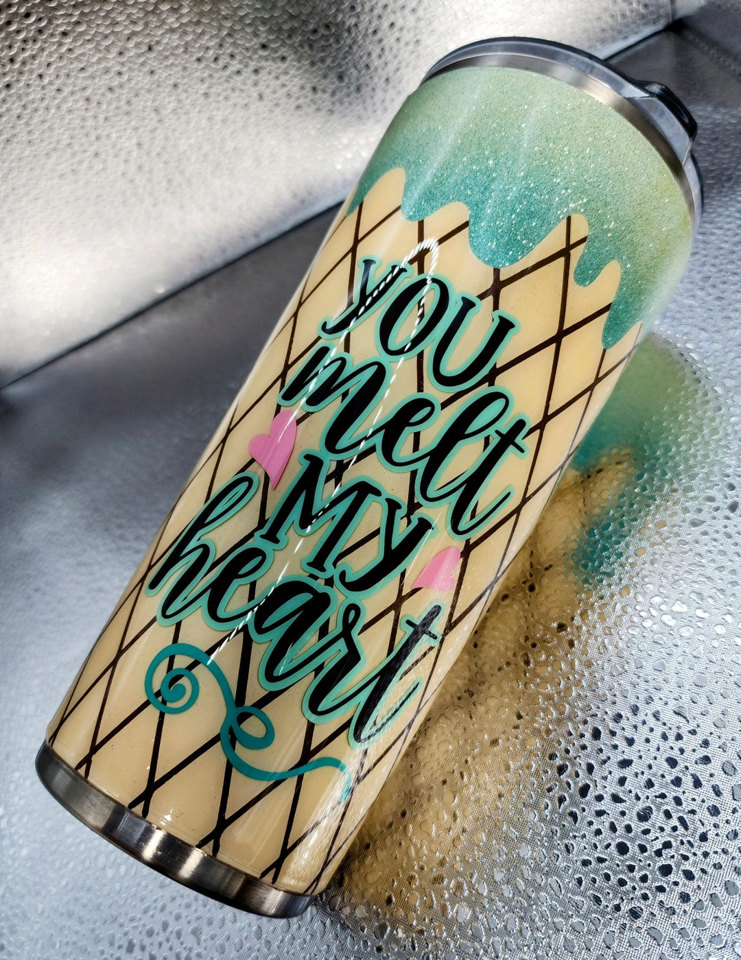 RTS You Melt My Heart Ice Cream Cone Design, Epoxy Cleared 32 Oz ...