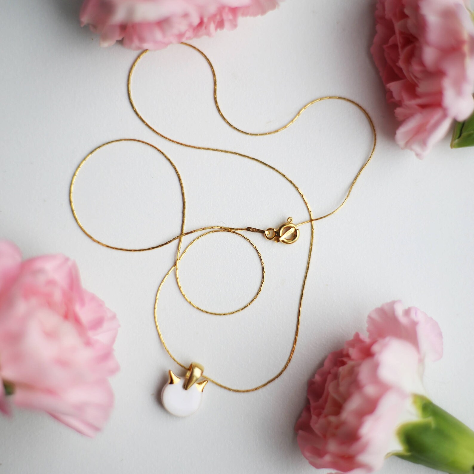 Cat Necklace Cat Pendant Necklace Gold Plated Necklace Ceramic - Etsy