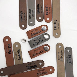 Personalisierte Label mit Chicago Screws / Kunstleder-Label mit ...