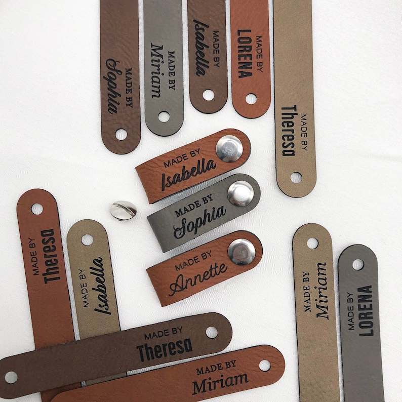 Personalisierte Label mit Chicago Screws / Kunstleder-Label - Etsy.de