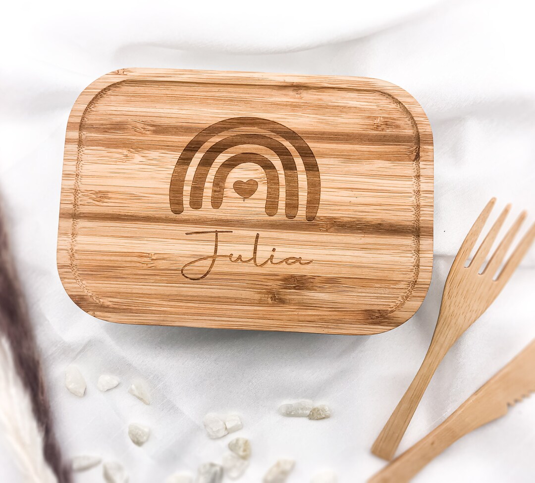 Lunch Box rainbow With Bamboo Lid Cutlery and - Etsy