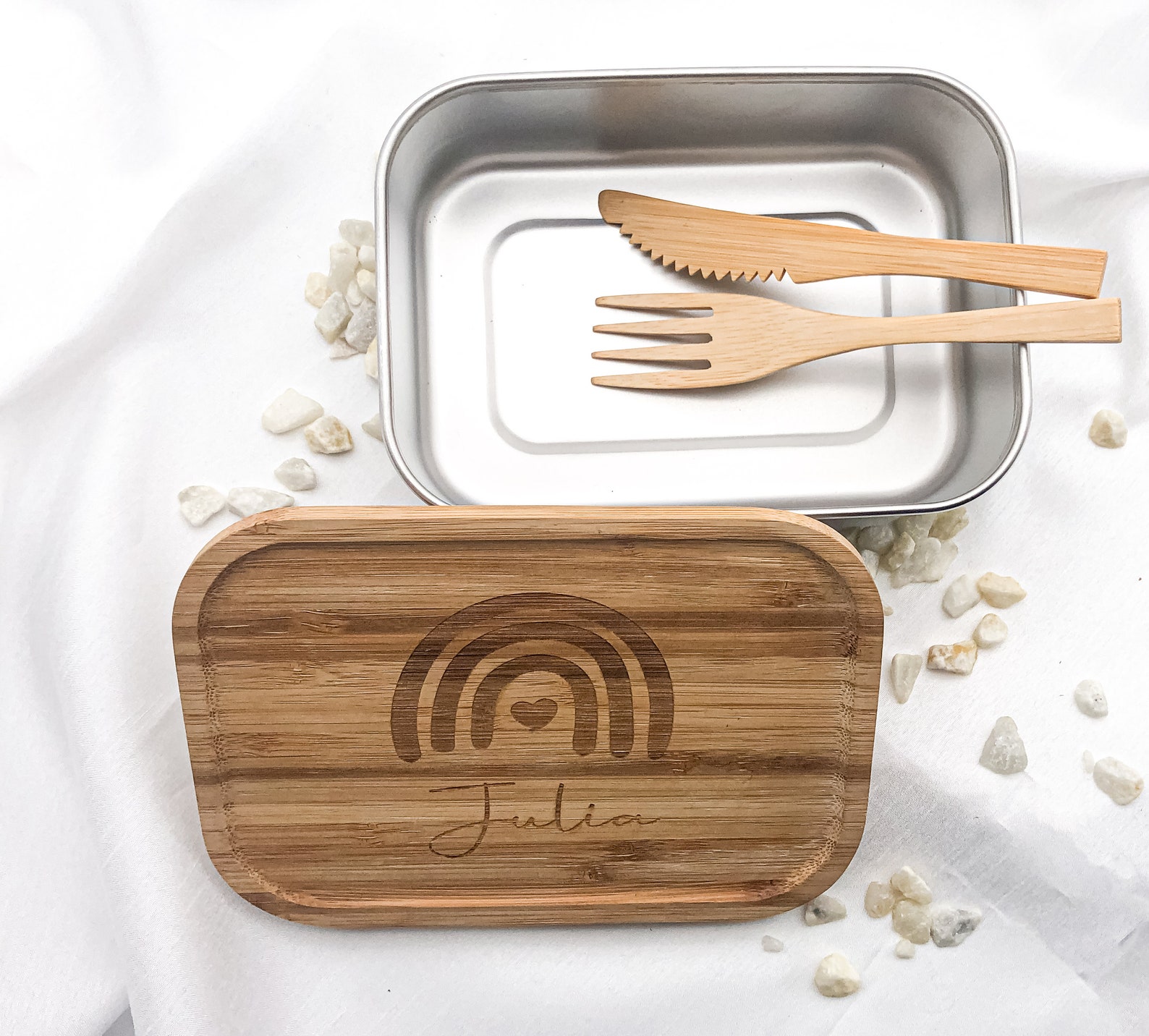 Lunch Box rainbow With Bamboo Lid Cutlery and - Etsy