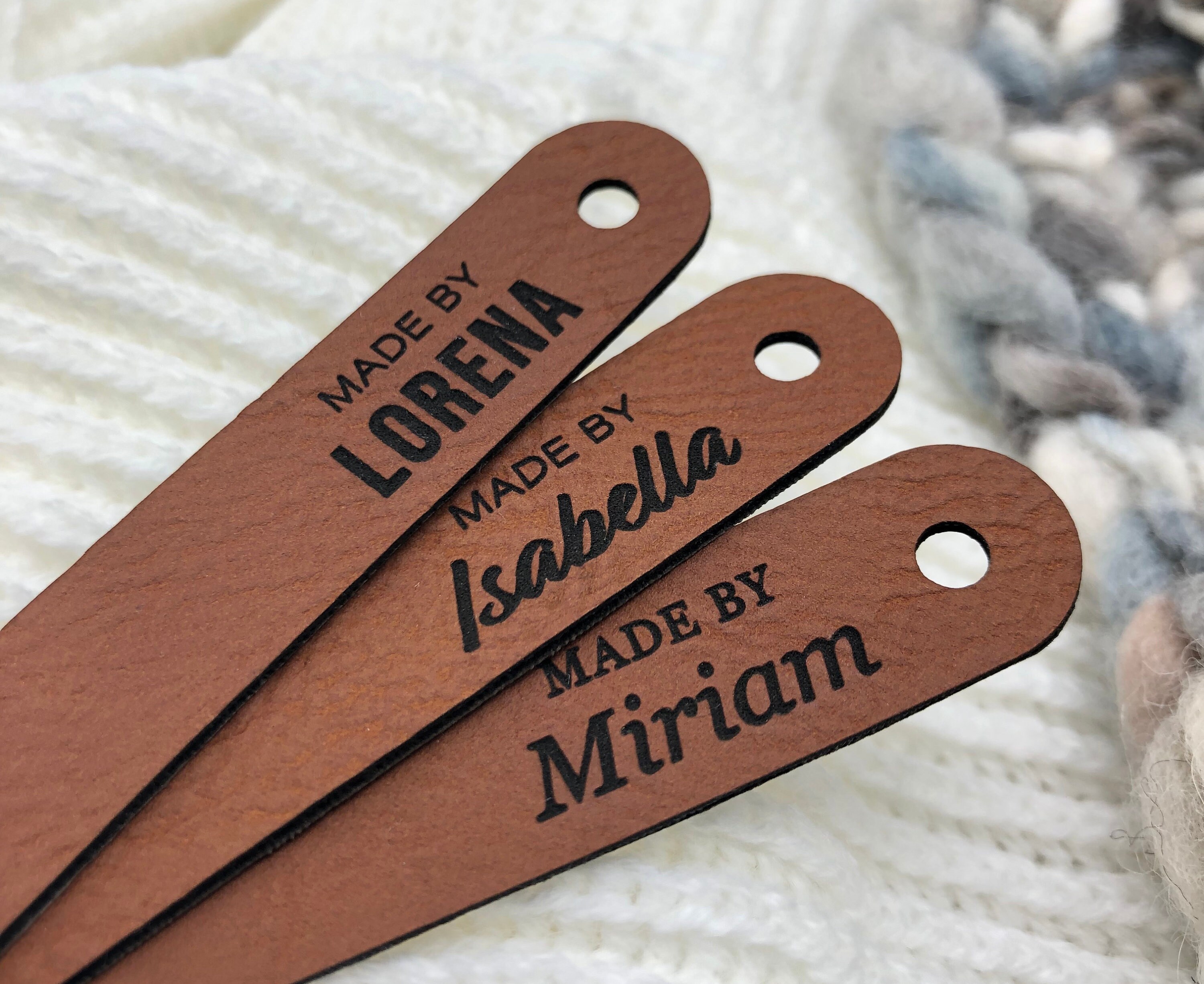Personalisierte Label mit Chicago Screws / Kunstleder-Label - Etsy.de