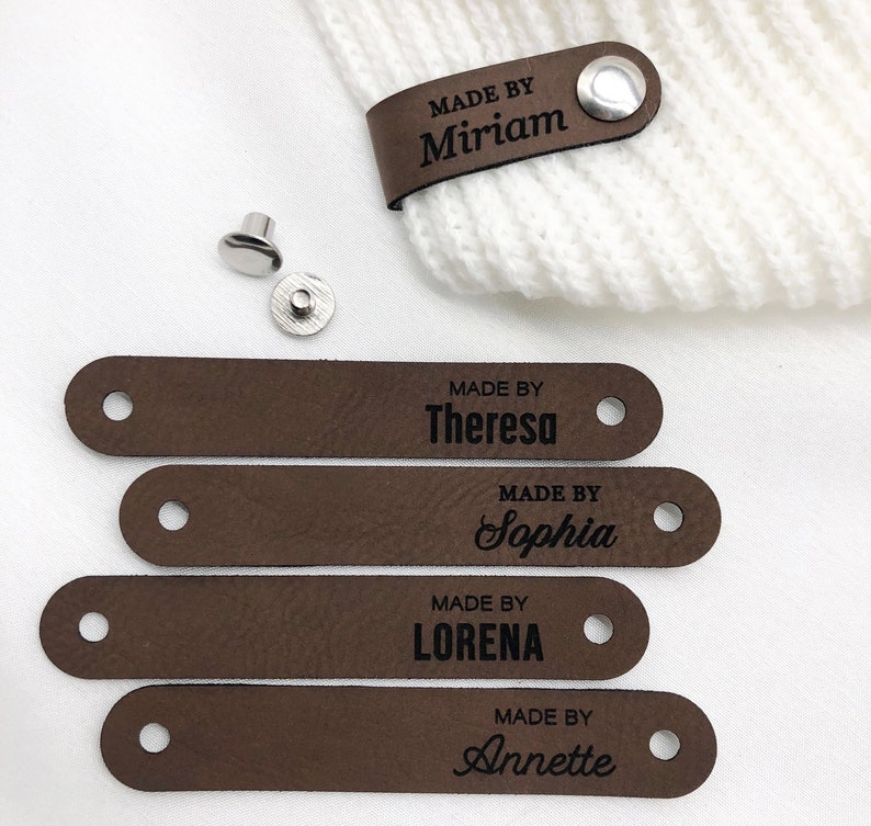 Personalisierte Label mit Chicago Screws / Kunstleder-Label - Etsy.de