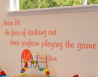 Baseball Wall Decal Never Let the Fear of Striking Out | Etsy