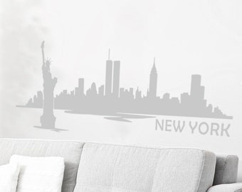 New York City Outline Large Outlined New York City Skyline Wall Vinyl ...