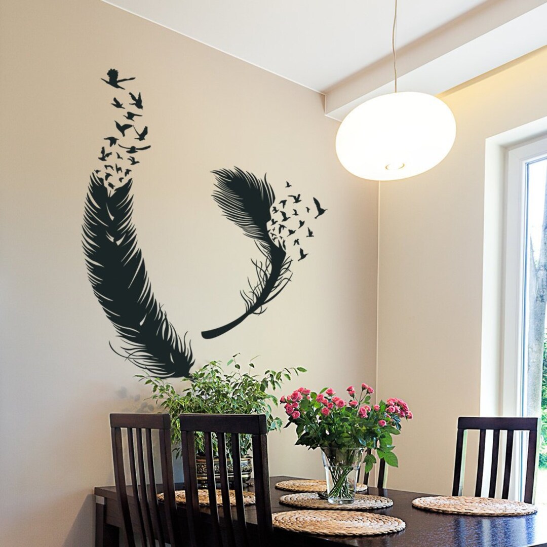 Feather Wall Decor - Feathers Vinyl Wall Decal - Forest Wall Decal ...