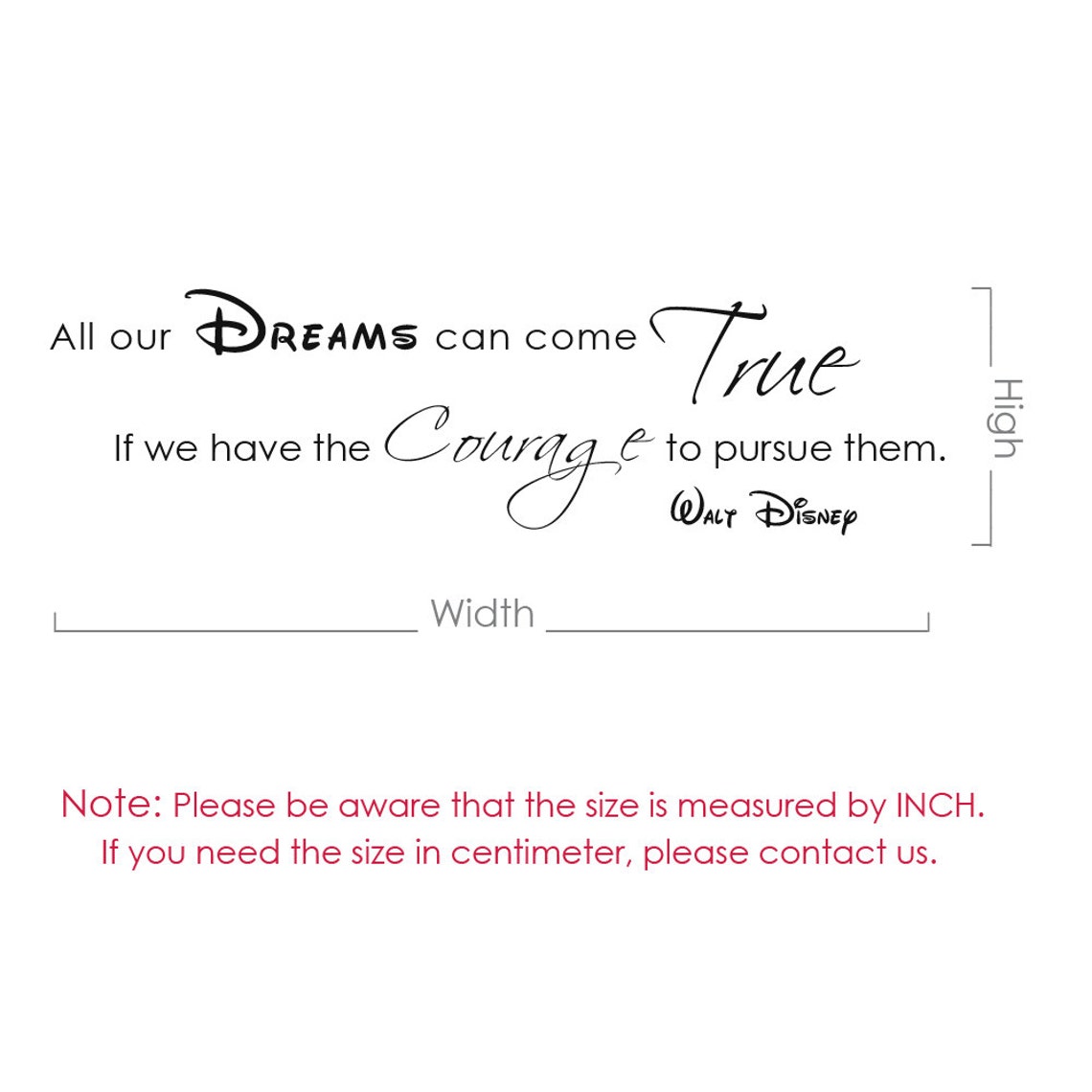 Pursue Your Dream Inspirational Vinyl Quotes Disney Wall - Etsy